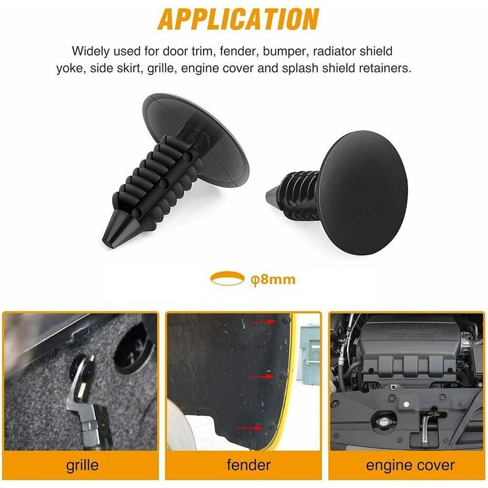 Secure Retention with 50Pcs 8mm Hole Plastic Rivet Push Pin Clips ...