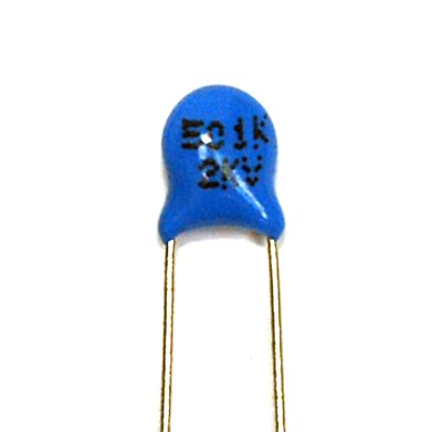 100pc Disc Ceramic Capacitor 501K 500pF 2KV K ±10% Y5P pitch=5mm RoHS ...