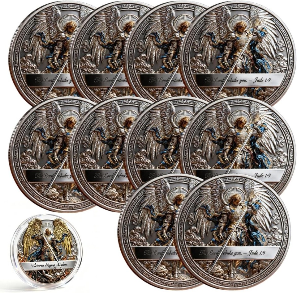 1-10X St. Michael Archangel Commemorative Coin, Victory Over Evil Token ...