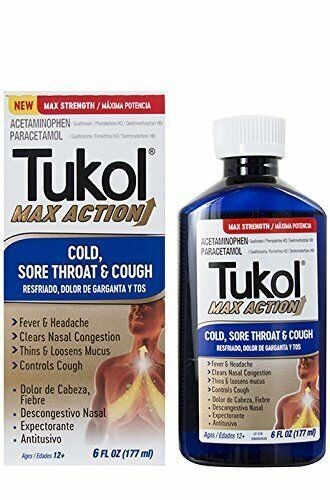 TUKOL Max Action Maximum Strength Sore Throat and Cough Relief Liquid ...