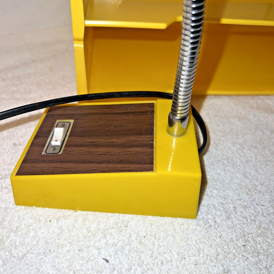 Vintage 1970s bright yellow desk task lamp & 2 Eldon file holder letter ...