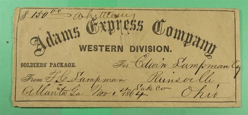DR WHO 1864 ADAMS EXPRESS CO ATLANTA TO PAINESVILLE SOLDIER PACKAGE ...