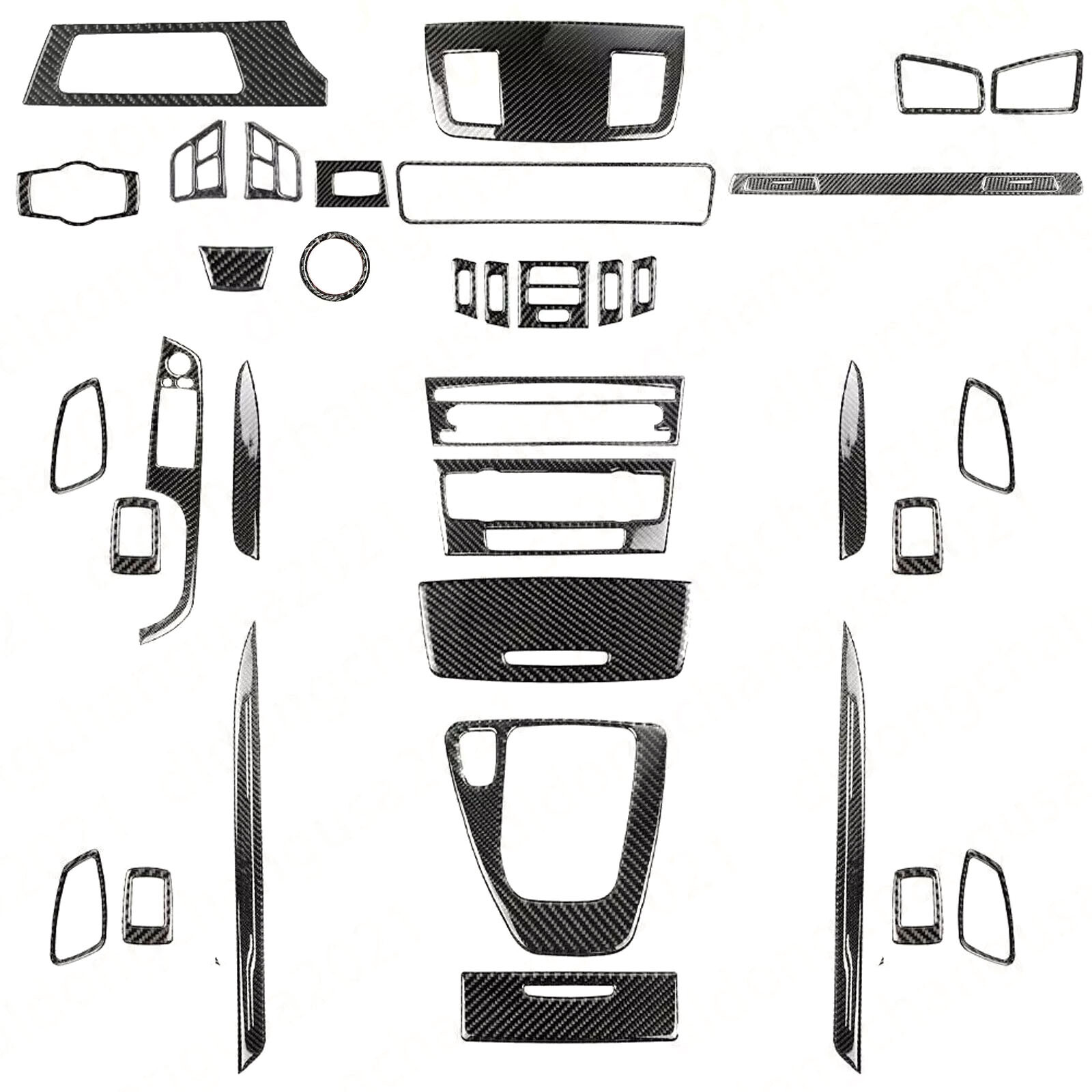 50Pcs Real Carbon Fiber Full Interior Trim Dash Cover For BMW 3 Series ...