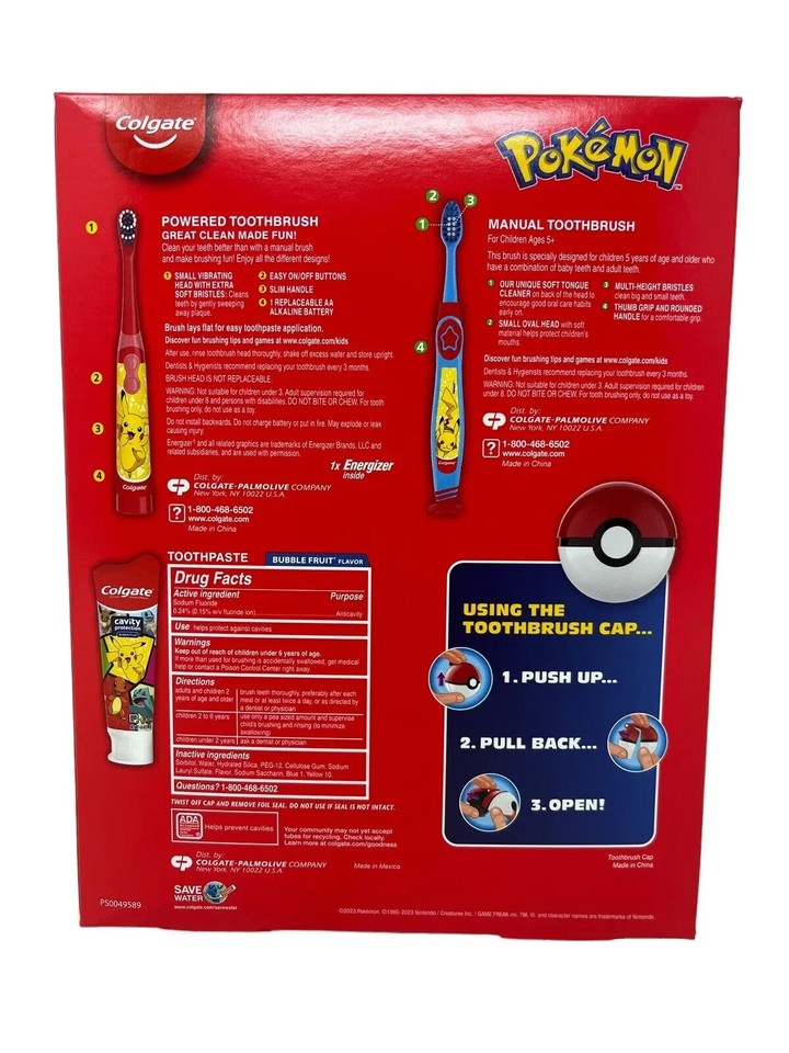 Colgate Pokemon Brushtastic Gift Pack 2 Toothbrush and 4.6 oz ...