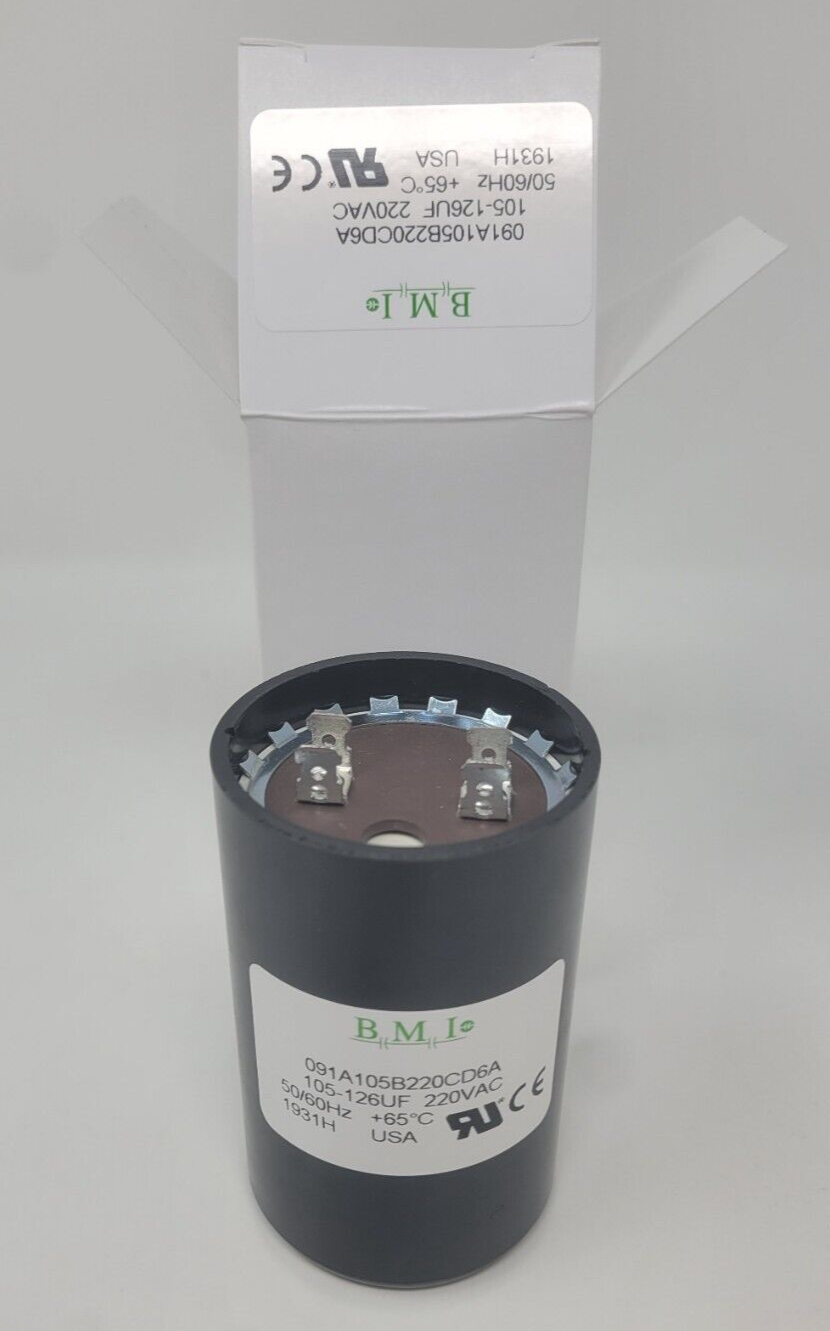 NEW B.M.I. BMI Barker Microfarads 105-126 uf Motor Start Capacitor ...