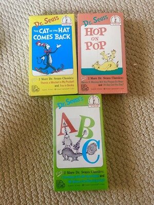 Set Of 3 Vintage 1991 VHS Cat In The Hat Dr. Seuss Beginner Book Video ...
