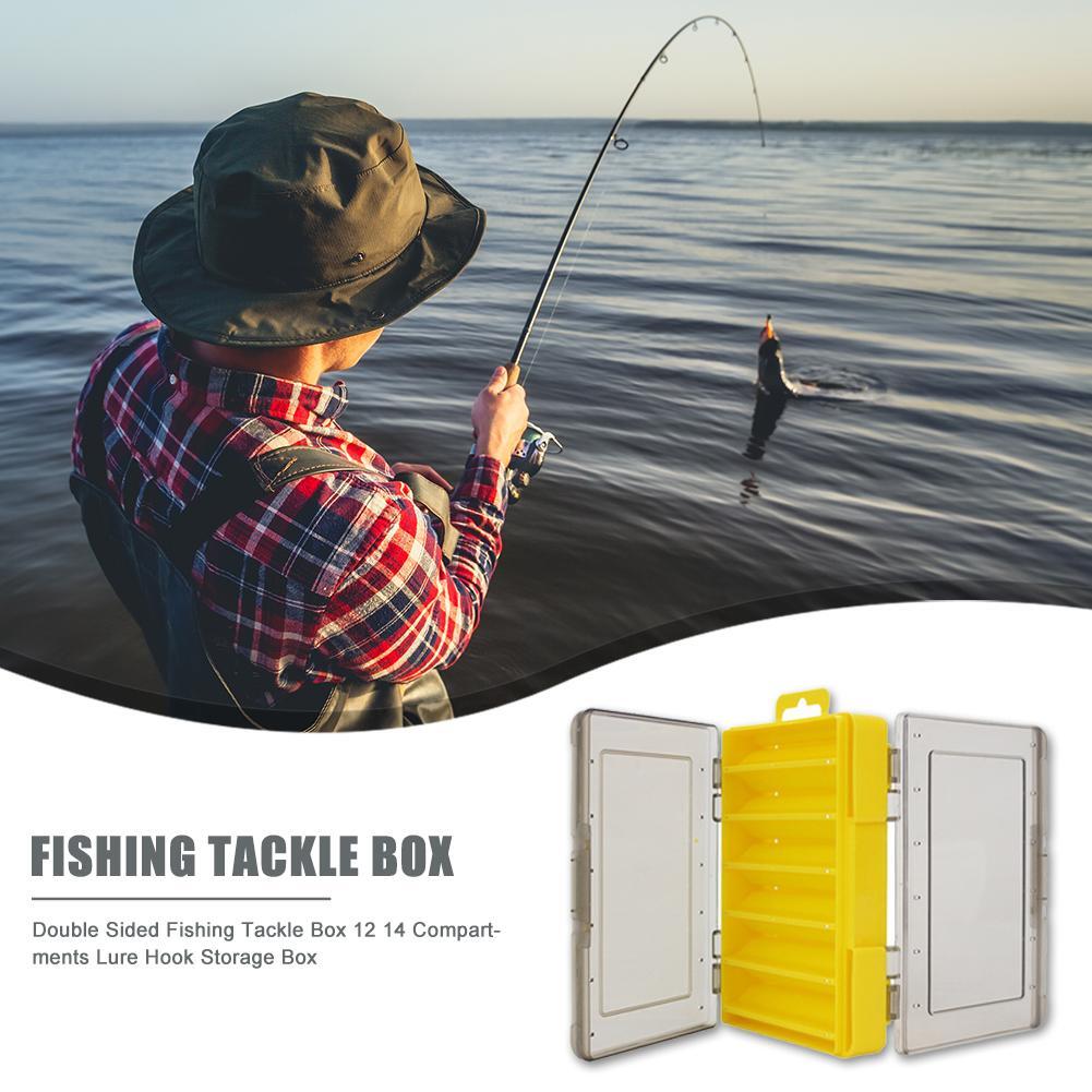 Double Sided Fishing Tackle Box 12 Compartments Bait Lure Hook Box ...