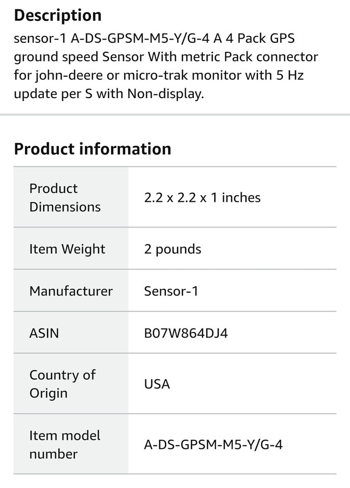 Sensor 1 GPS Ground Speed Sensor For Micro Trak Monitor 4 pack | eBay