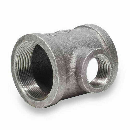 2"x2"x1-1/4" inch Black Tee Maleable IPS Threaded Reducing Tee Fitting ...