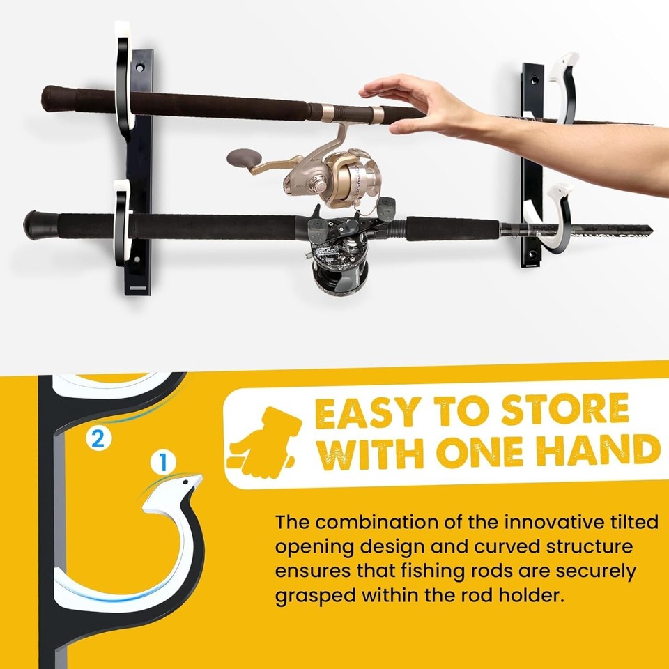 Horizontal Fishing Rod Holder for Garage Wall Ceiling Mount Fishing ...