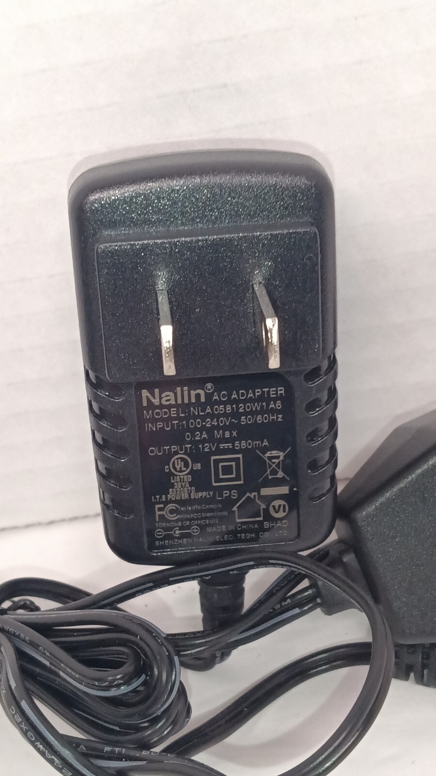 Nalin AC Adapter NLA058120W1A8 12V 0.2A New | eBay