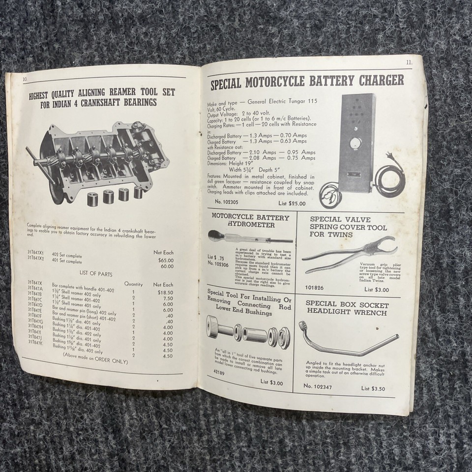 Vintage Indian Motorcycle Special Tools Catalog | eBay
