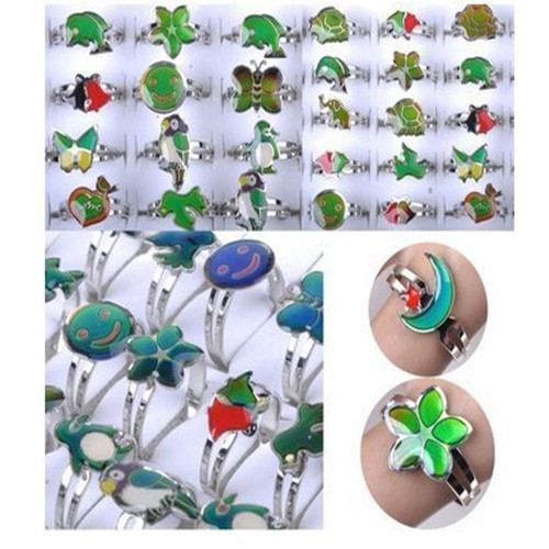 Bulk lots 100 cute animal Emotional mood color change rings boy girl ...