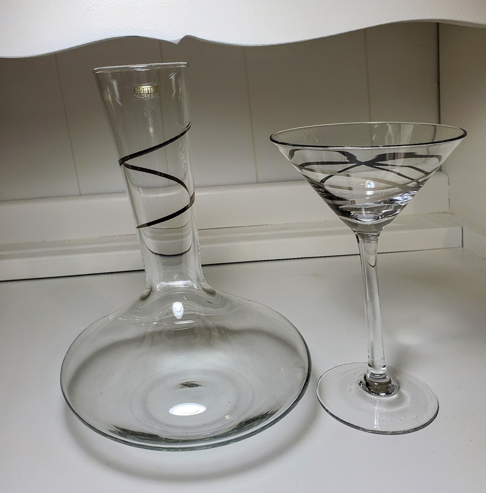Beautiful VTG Silver Swirl Tarnow Made In Poland Decanter & Cocktail ...