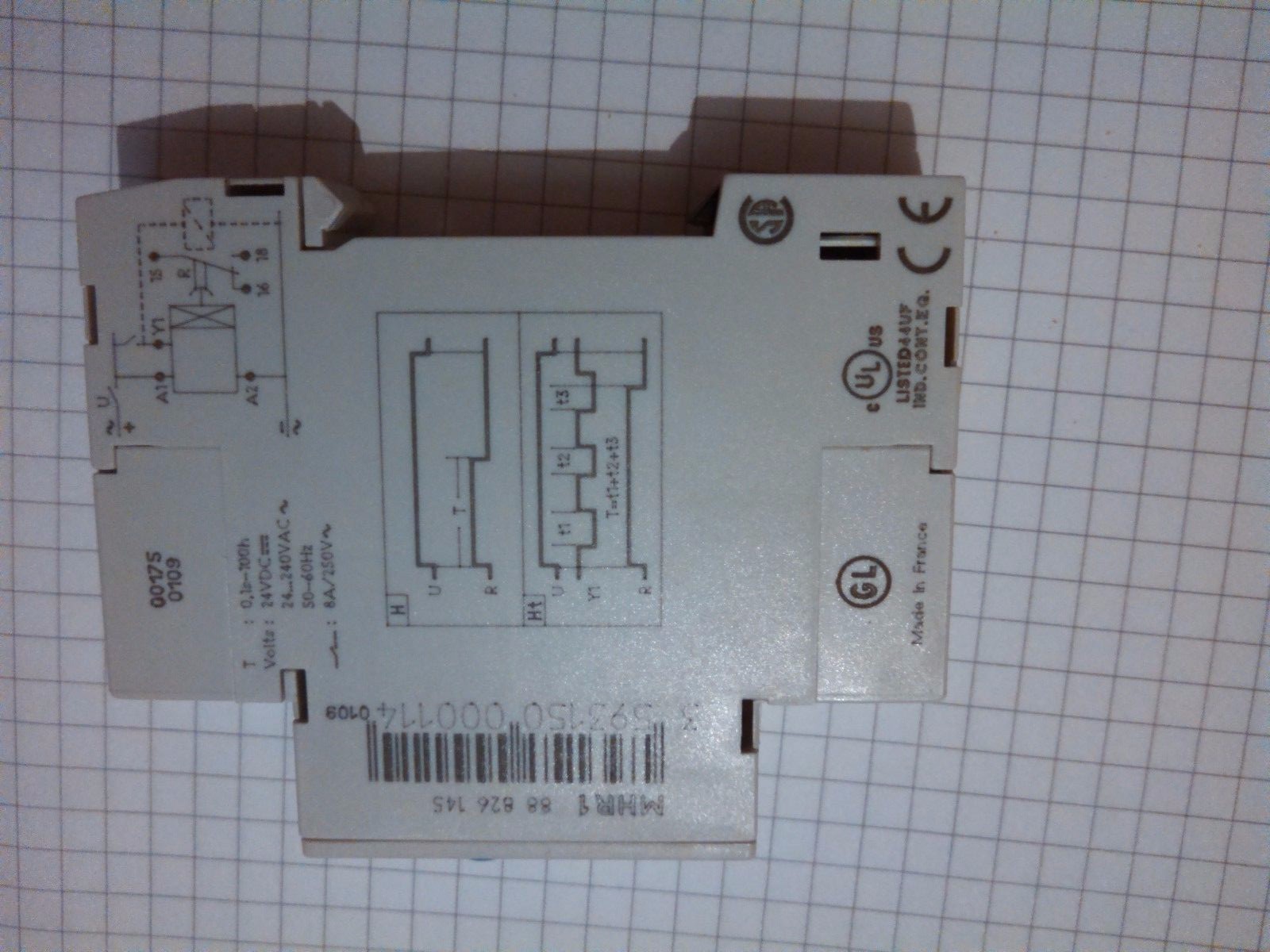 TIME RELAY MHR1, from 0.1sec to 100 h, 24-240VAC or 24VDC DIN Rail ...