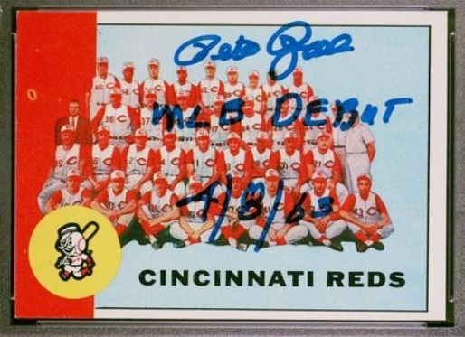 1963 Topps Pete Rose Reds Team Signed Baseball Card PSA 7 DNA 10 Auto ...