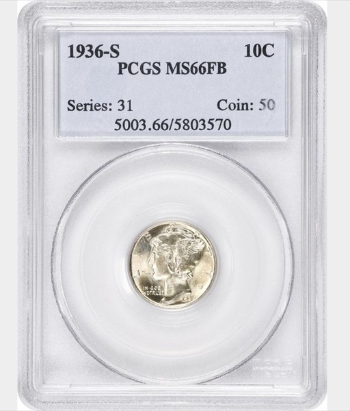 1936-S Mercury Dime PCGS MS66FB Series Slab | eBay