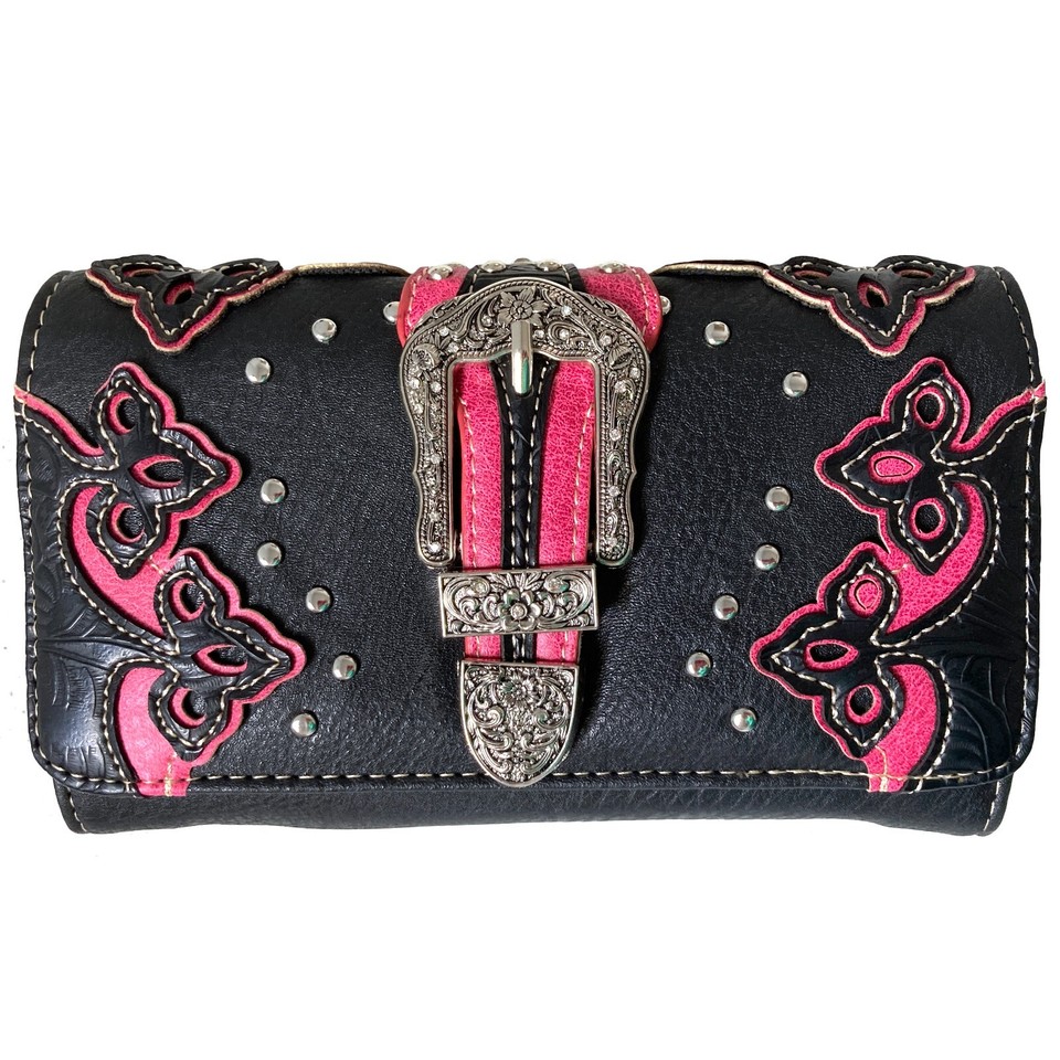 Western Floral Buckle Crossbody Trifold Wallet for Women | eBay
