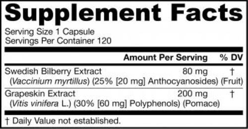 Jarrow Formulas Bilberry Grapeskin Polyphenols 280 MG 120 Capsules for ...