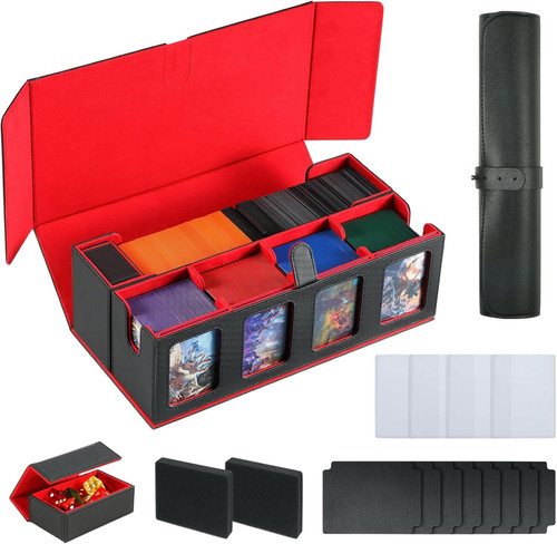 Trading Card Deck Case for 1600 Cards, Storage Box with Display Windows ...