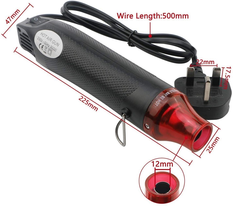 300W Handheld Hot Air Gun Portable Mini Heat Gun for DIY Crafts Shrink ...