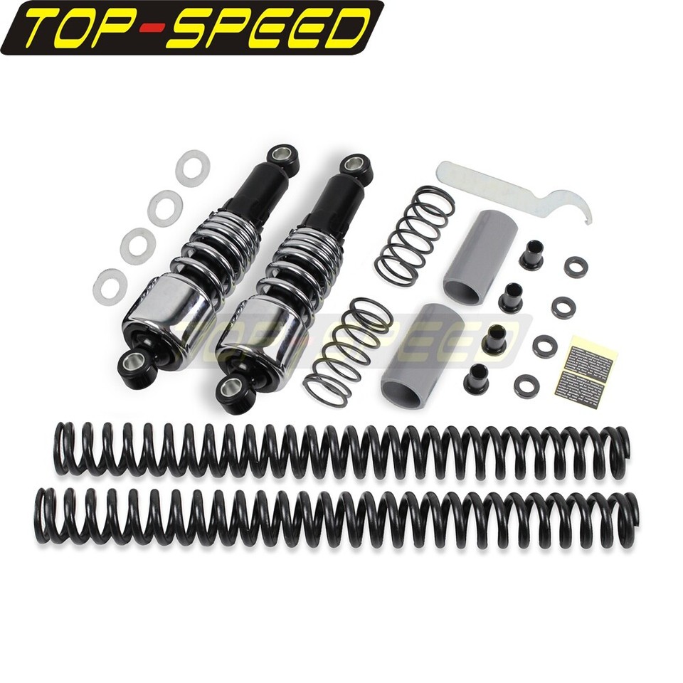 Chrome Rear Shocks Absorber Kit For 06-17 Harley Dyna Street Bob Super ...