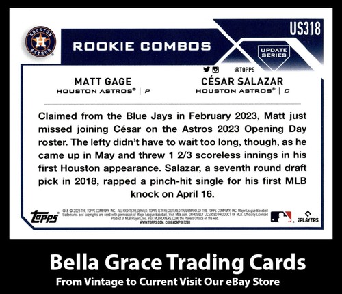 2023 Topps Update Matt Gage / César Salazar #US318 Houston Astros ...