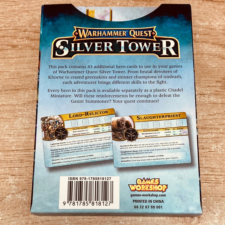 Warhammer Quest Silver Tower Hero Cards - Cursed City/Shadows Over ...