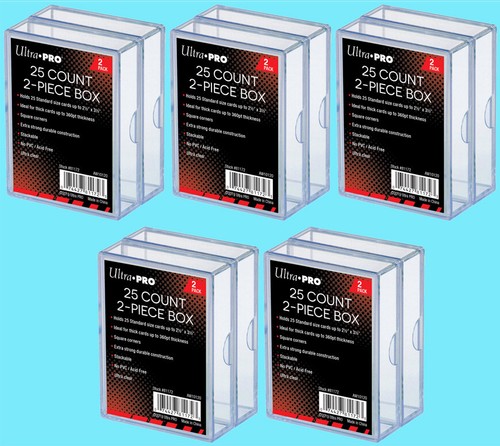 5 - 2 PACKS ULTRA PRO 25 COUNT CLEAR TWO PIECE CARD STORAGE BOXES Case ...