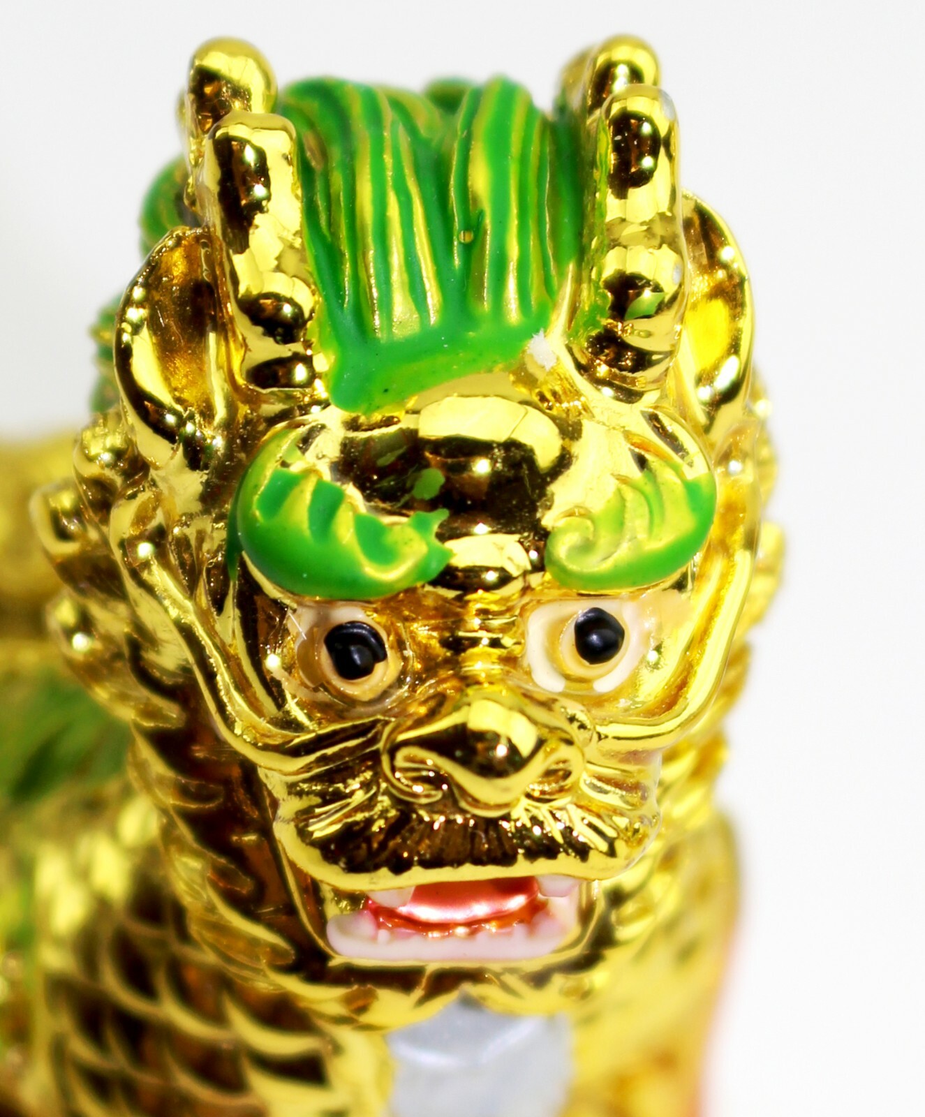 Feng Shui Pair of Gold Elegant Chi Lin Dragon Horse on Gold Coins麒麟 ...