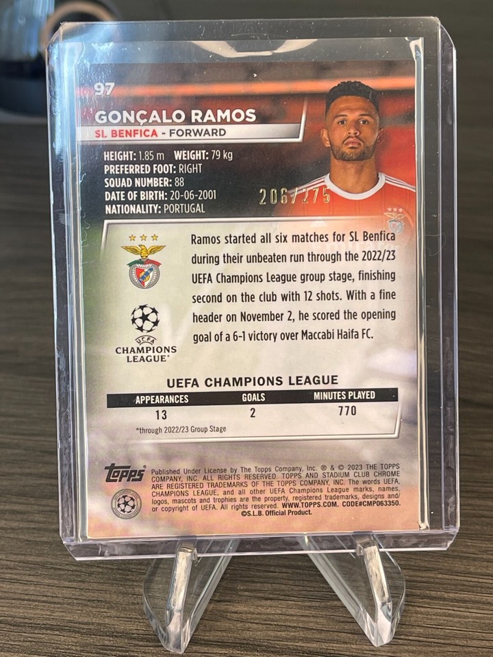 2022-23 Topps Chrome Stadium Club UEFA Goncalo Ramos Base #97 /275 | eBay