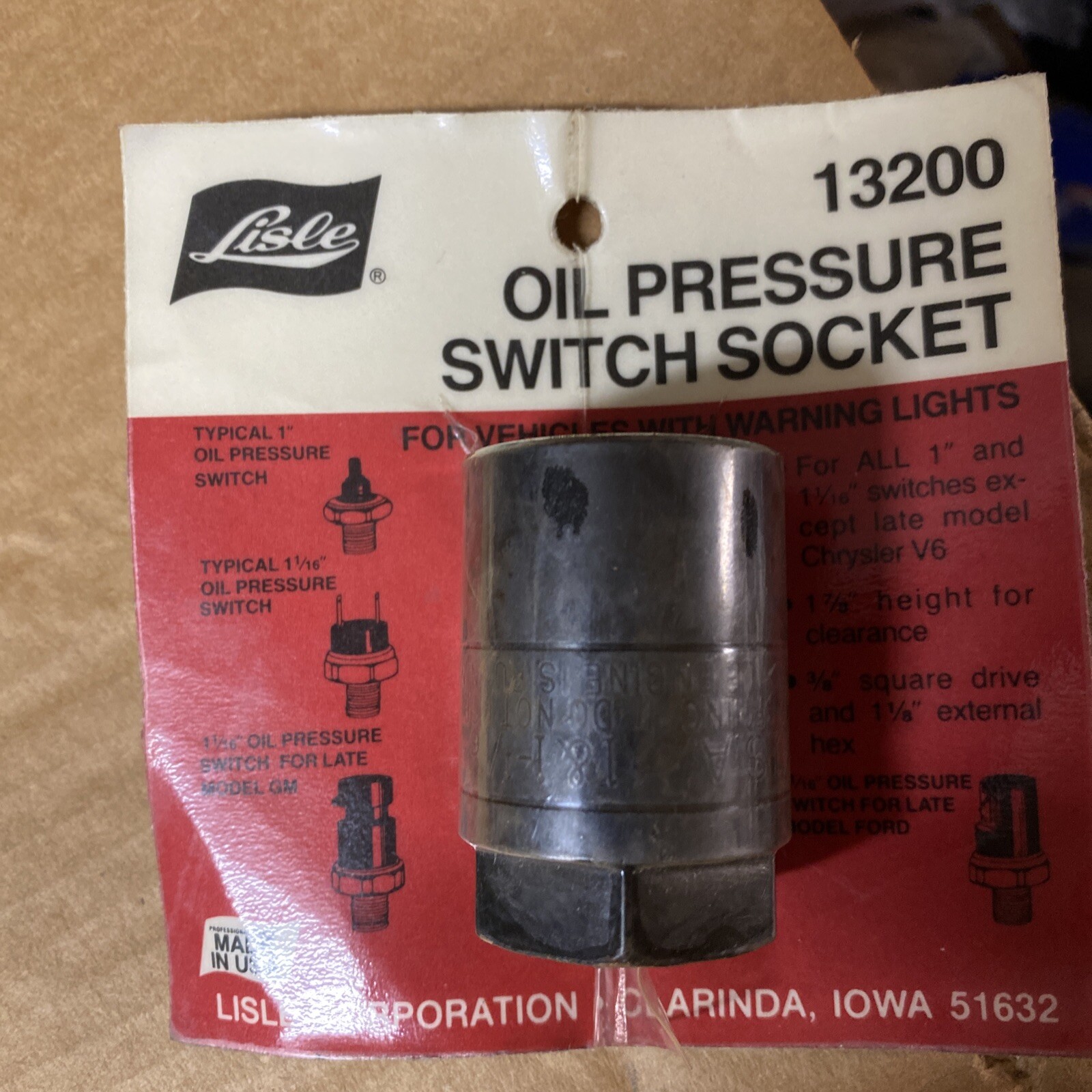 Lisle Tool, Oil Pressure Switch Socket, Part #13200, Made in USA | eBay