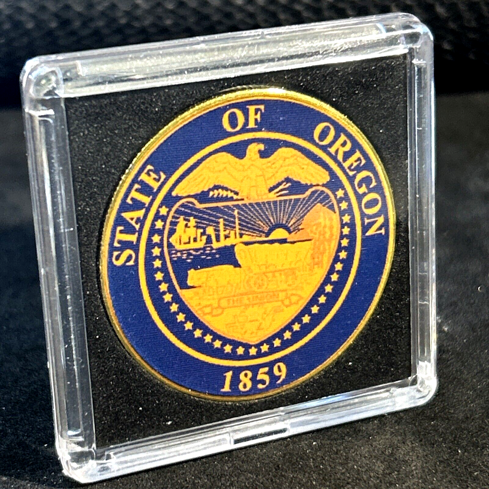OREGON State Seal (OR) 1859 Colorized Collectible Challenge Coin WITH ...