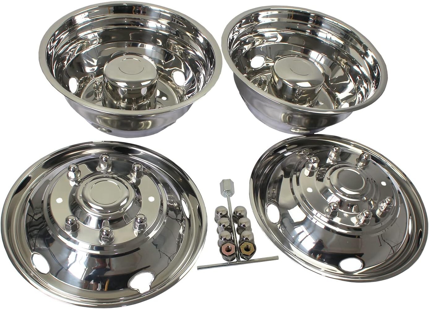 19.5'' 8 lugs Stainless Steel dual Wheel Simulators for 2003-2004 Ford ...