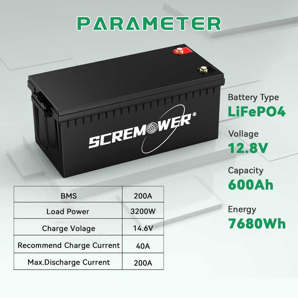 12V 600AH LiFePO4 Lithium Battery 200A BMS 15000+cycles for RV Boat ...
