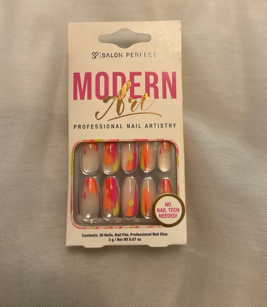 SALON PERFECT Press-On Nails - Modern Art Paint - Press On DIY Mani Kit ...