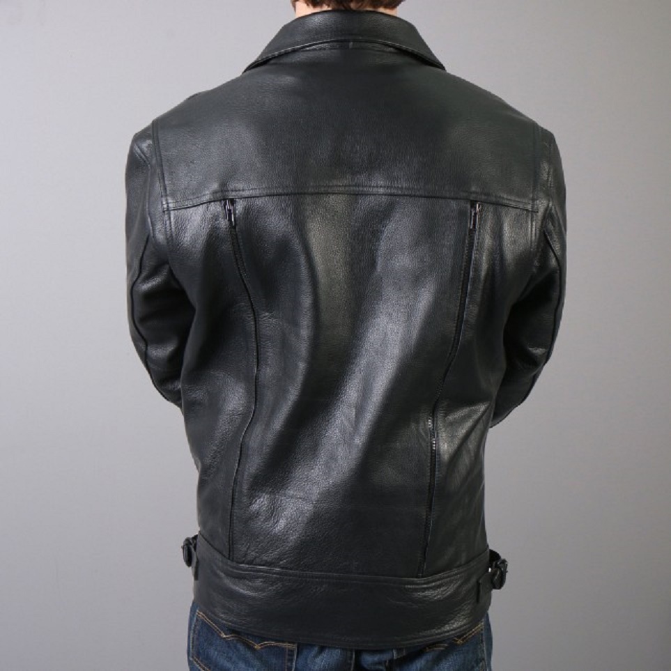 Mens LEATHER Riding Jacket Motorcycle Biker Cruiser Vents Scooter Zip ...