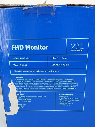 ONN 22" Widescreen Full HD LED Monitor - Black (100002480) for sale ...