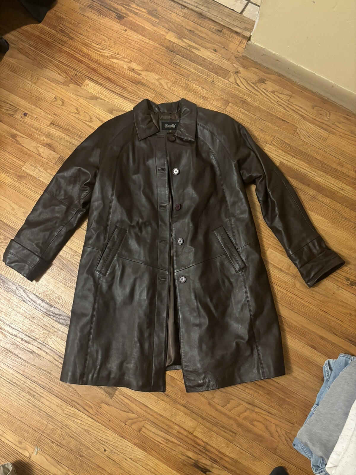 Excelled Collection Coat Jacket Women's L Brown Leather Mid Length | eBay