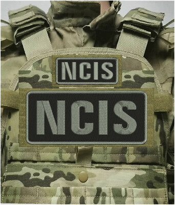N C I S EMBROIDERY PATCH 4X10 AND 2X5 HOOK ON BACK BLK/GRAY | eBay