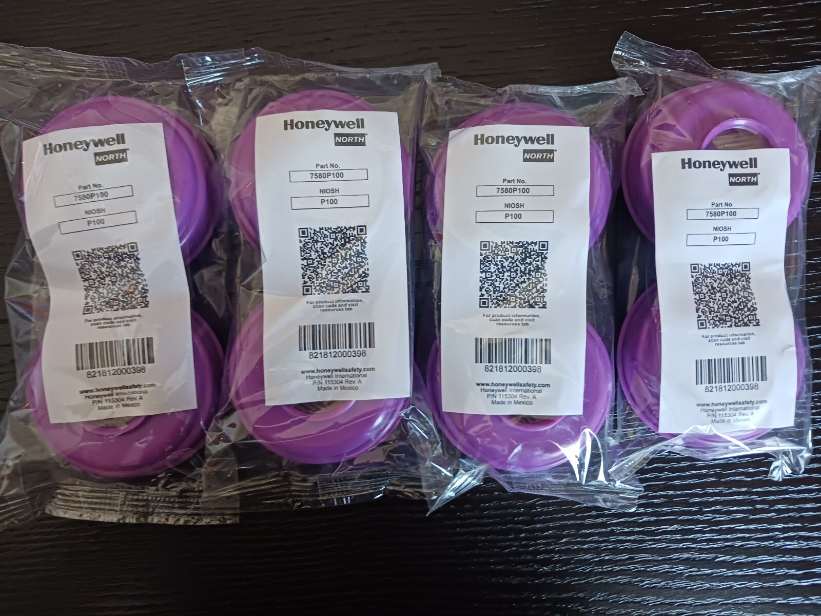Lot of 4 .North Safety 7580P100 P100 Air Purifying Respirator Filter ...