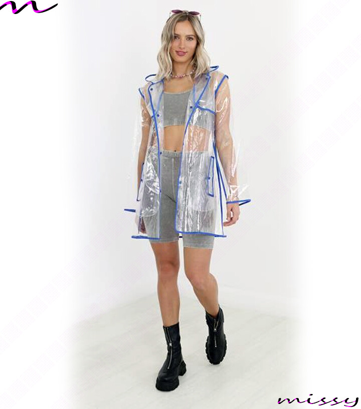 NEW Ladies WATERPROOF COAT Festival Transparent Rain Mac Jacket SIZE 8 ...