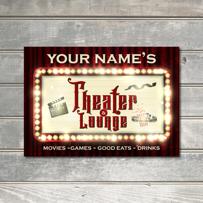 Personalised Theater & Sign Decor Home Lounge Cinema Custom Metal ...