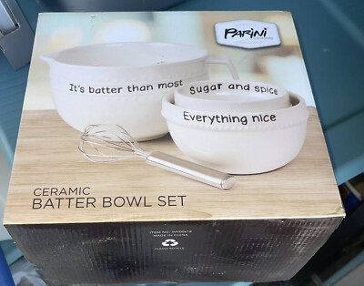 Parini 3 Pc White Ceramic Batter Mixing Bowl Set. New Matching Item ...
