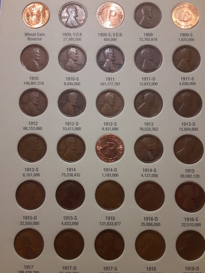 Nr Complete lincoln Wheat Penny Set 1909-2025 p d s mint Cent missing 4 ...