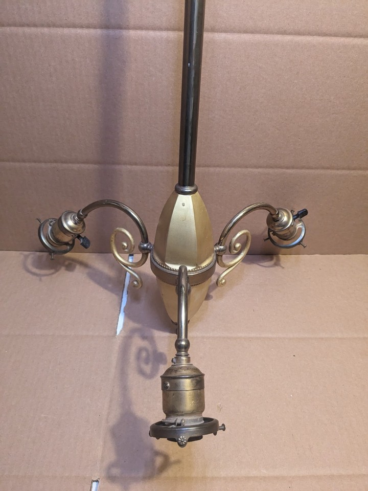 Antique 1902 Brass 4-Arm Chandelier New England Electric Early Light ...