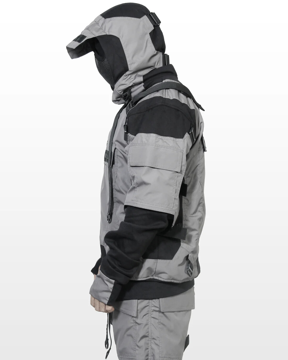 Men's Techwear Gray Jacket Vest fleece Pullover Hoodie TAC-BHV.02/GREY ...