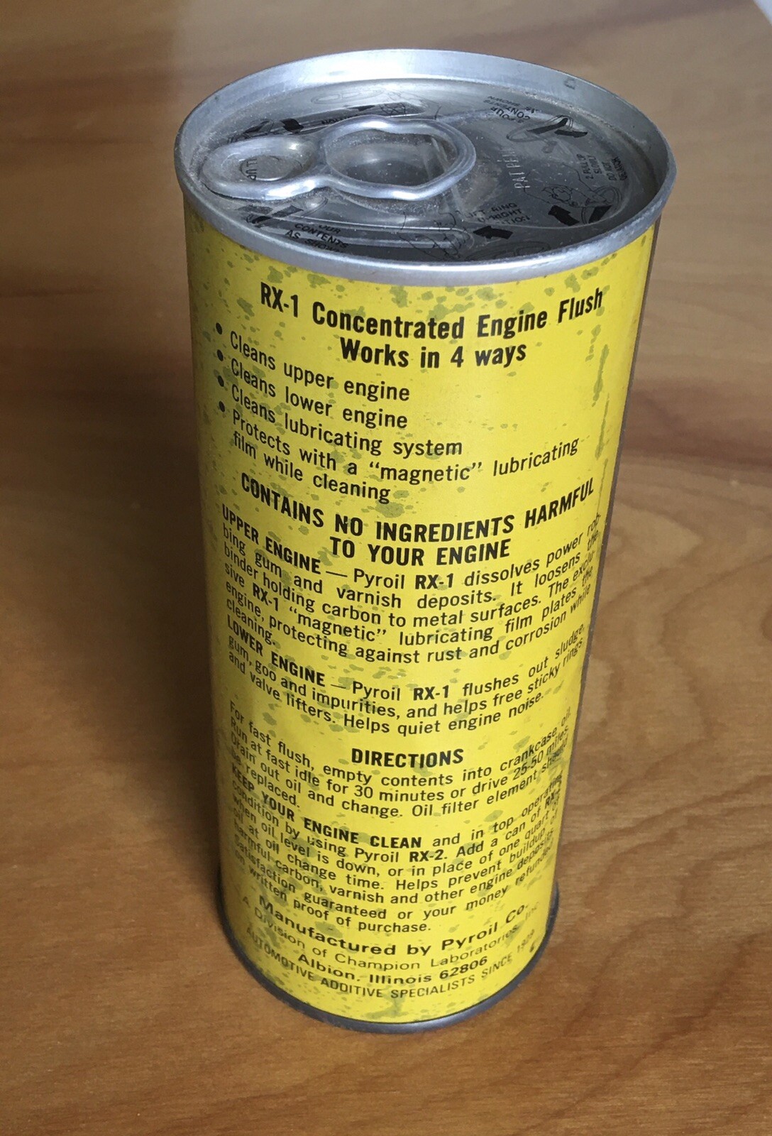 Vintage PYROIL RX1 Engine Flush Tin Can Motor Oil Gas Service Station ...