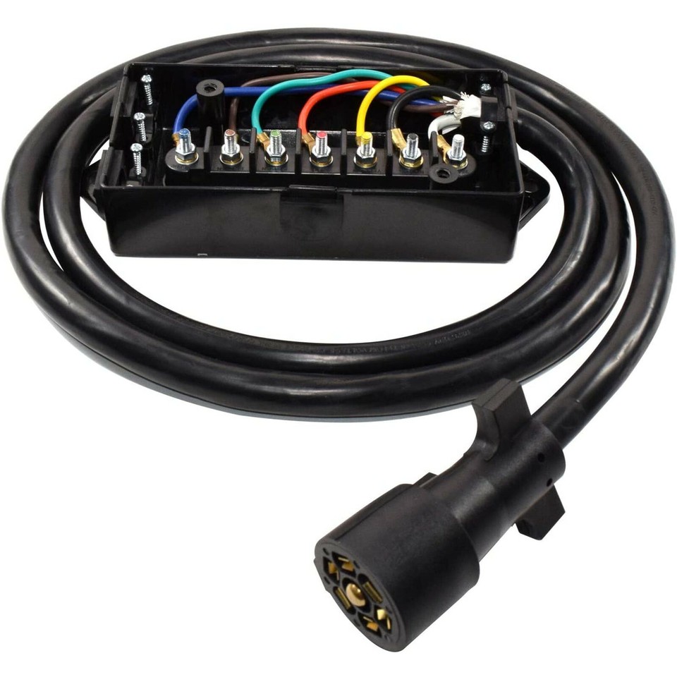 7 Way Socket Line Trailer Cord Junction Box 6ft Cable Wiring Plug | eBay