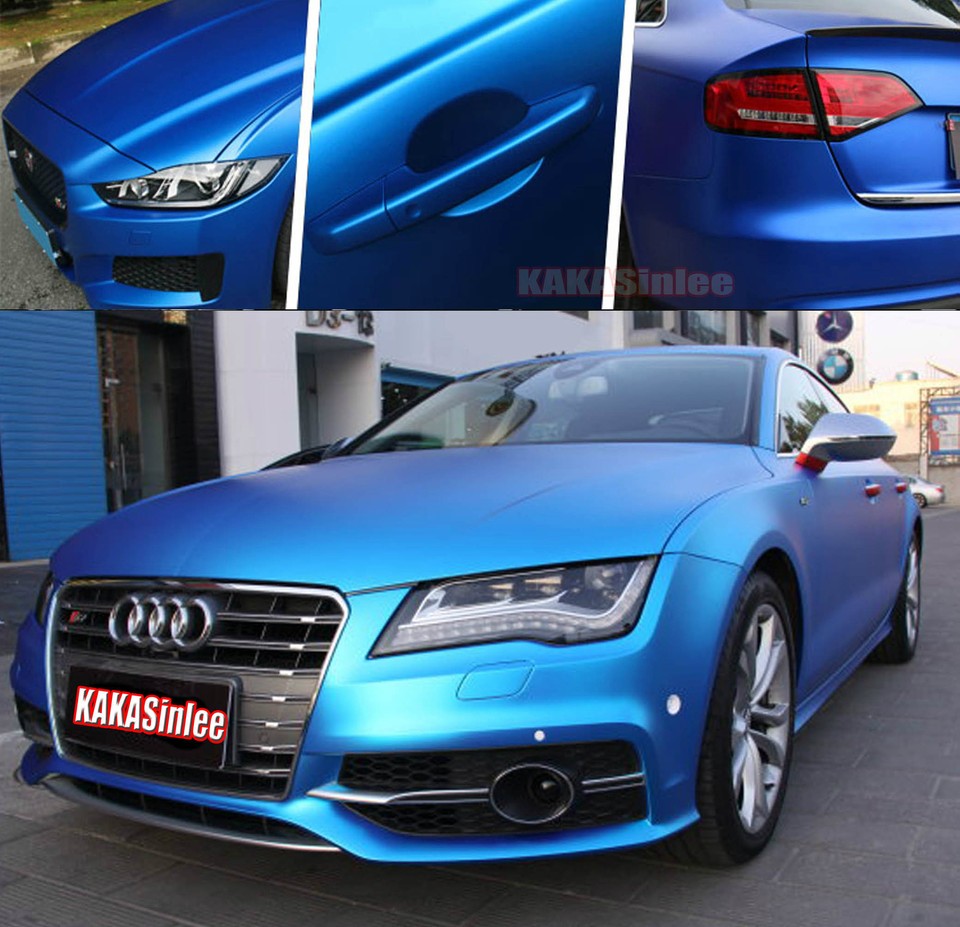 Whole Car Wrap 50FT Metallic Satin Matte Chrome Blue Vinyl Sticker ...
